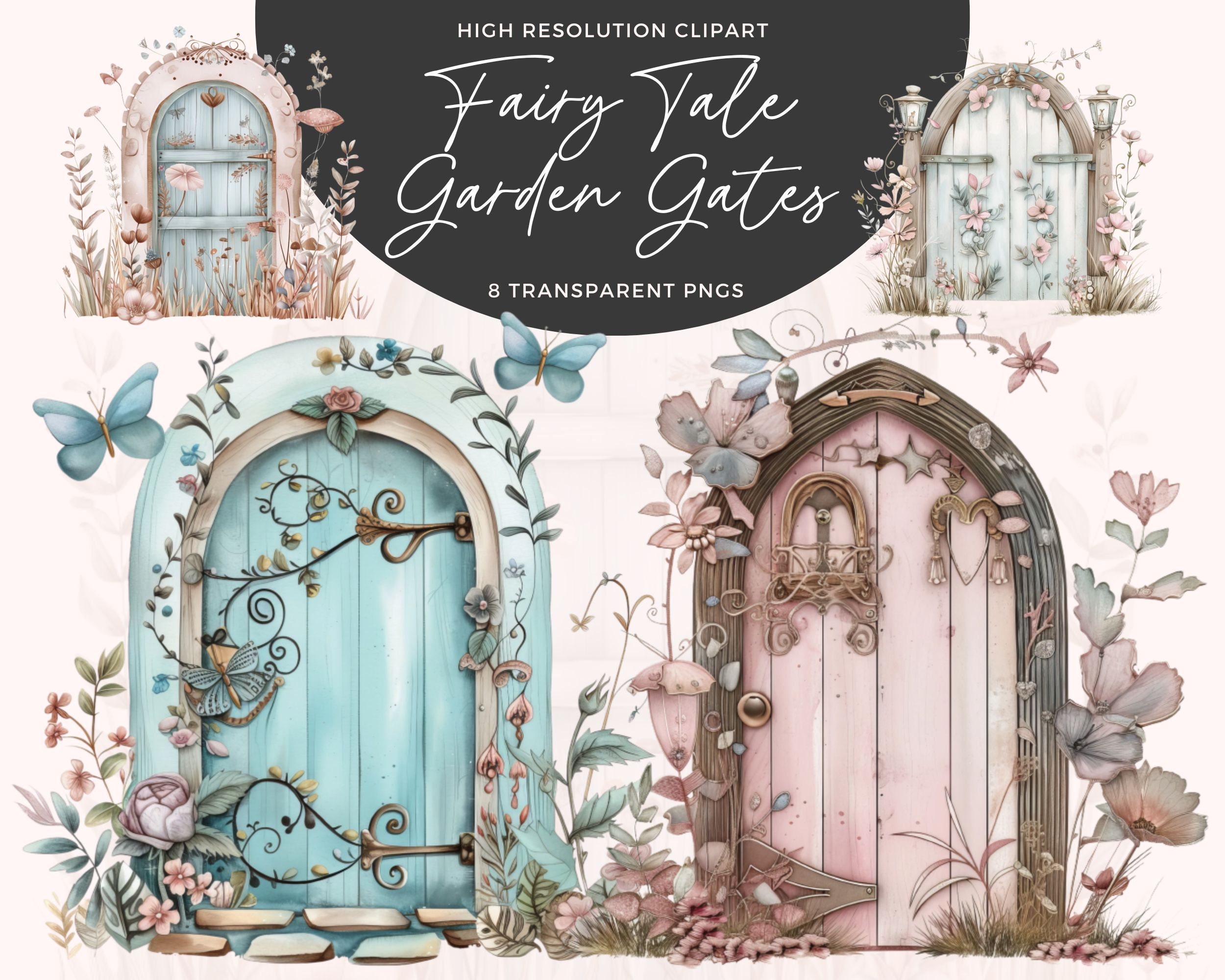 Garden Gates Clipart Whimsical Garden Gates Spring Gate Clipart Floral ...