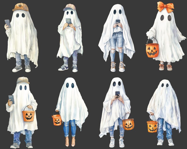 Halloween Ghost Family Clipart | Family Halloween PNG | Halloween ...
