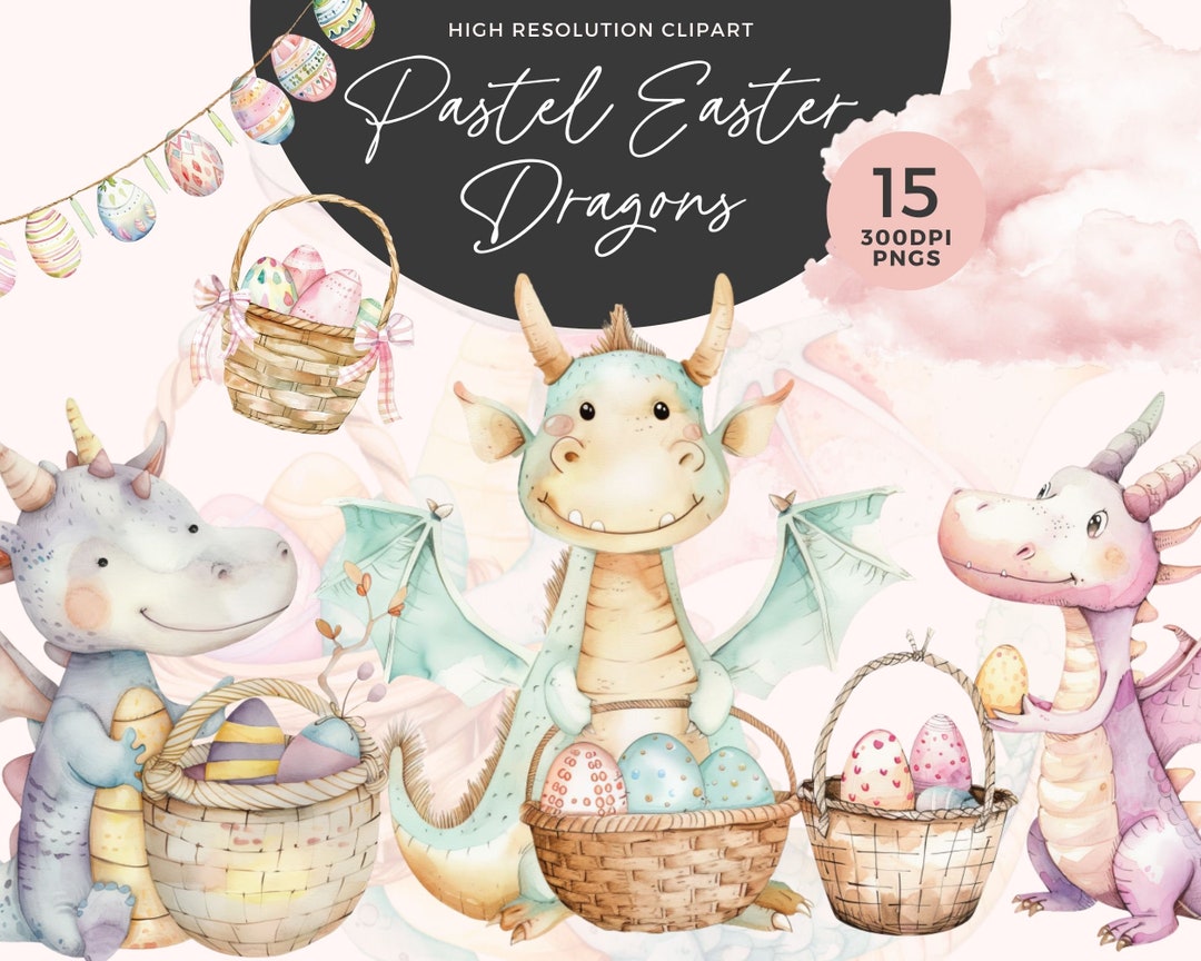 Easter Dragon Clipart | Fantasy PNG (15 X 300DPI) - Etsy