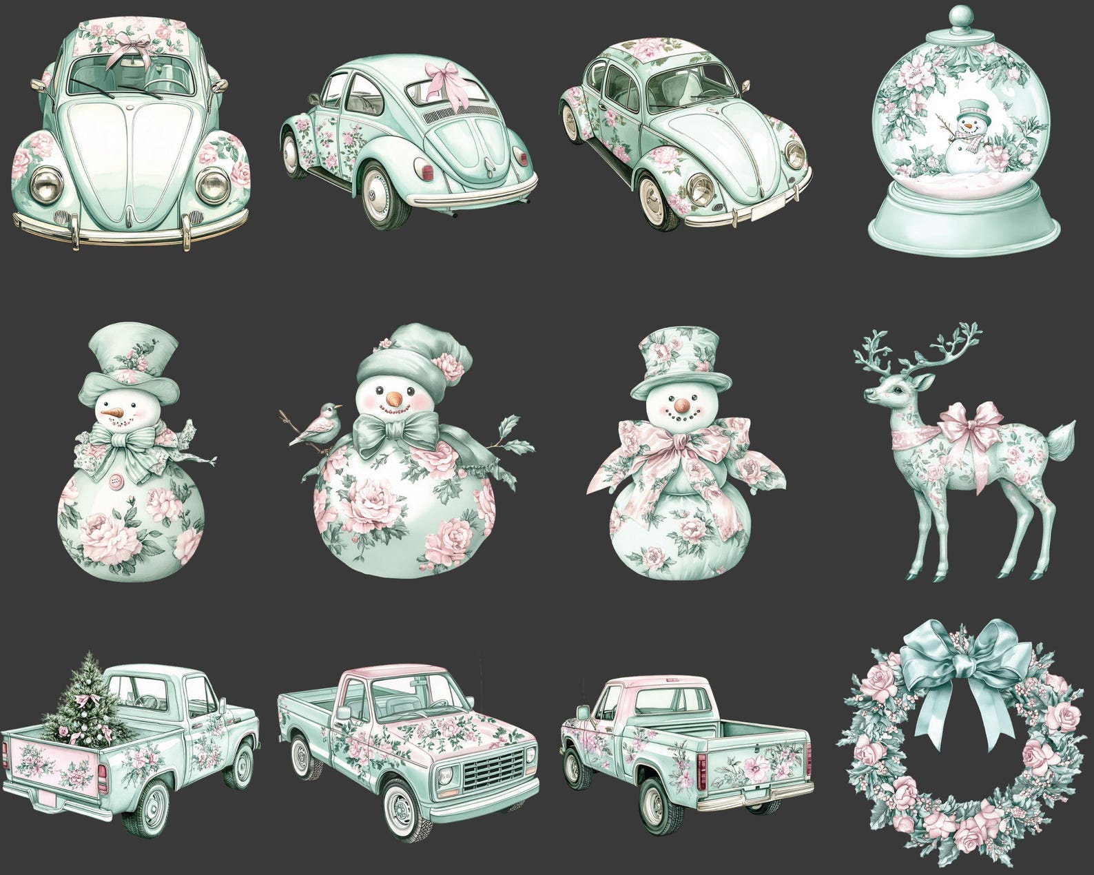 Coquette Christmas Clipart | Preppy Xmas | Grandmillenial Christmas PNG ...