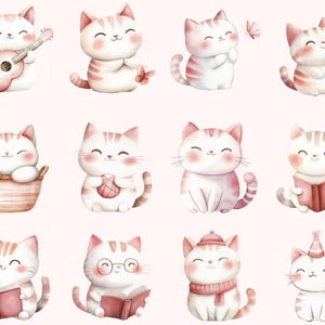 Kawaii Cats Clipart Bundle | Cute Cat Clipart | Cute Kitten Clipart ...