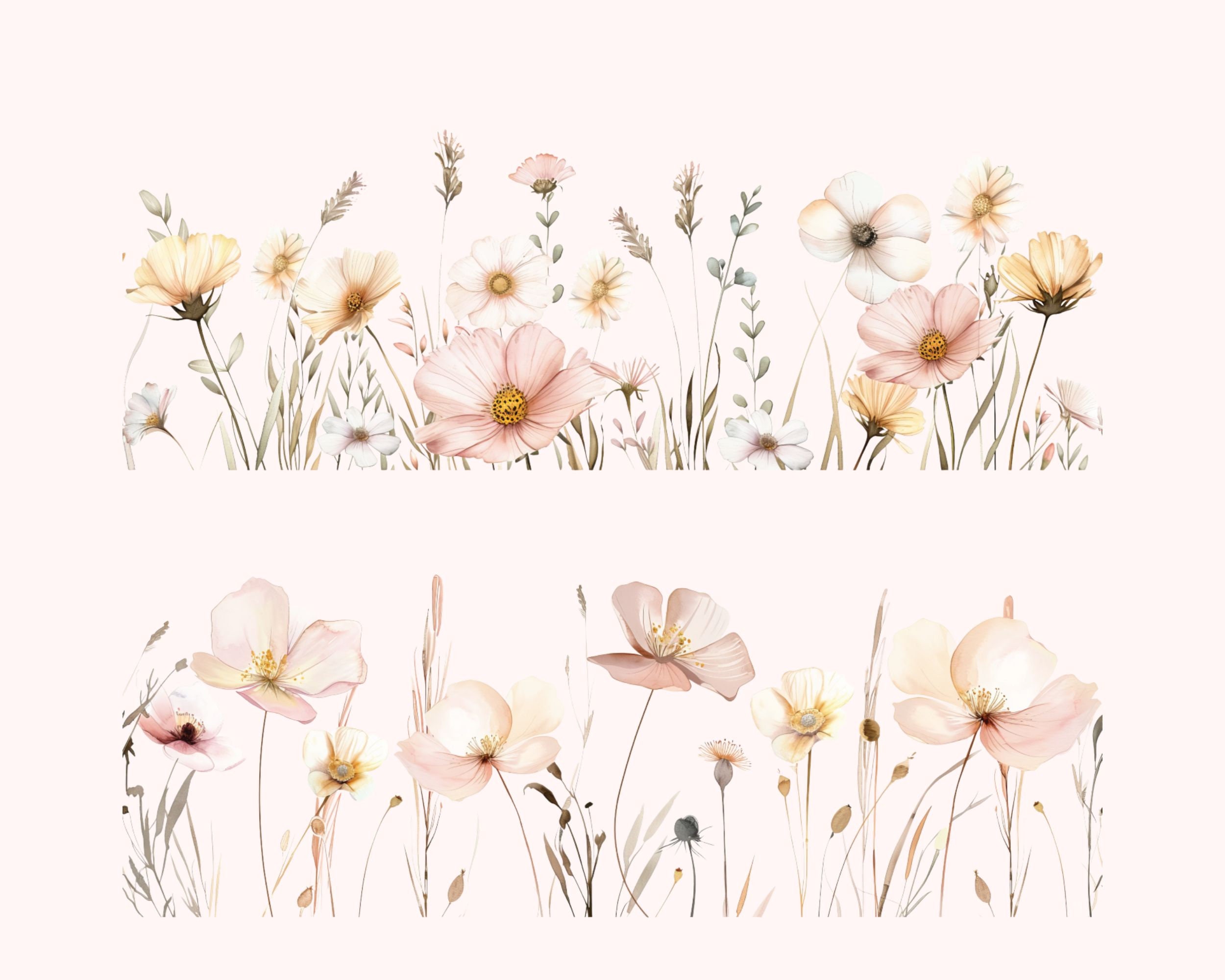 Neutral Boho Wildflower Clipart Wildflower Clipart Bouquet Summer ...