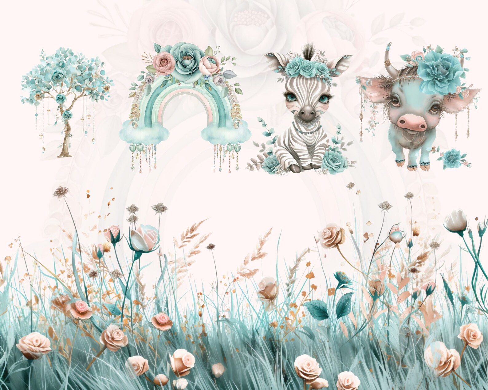 Boho Safari Animal Clipart Cute Safari Animals Clipart Png Jungle ...