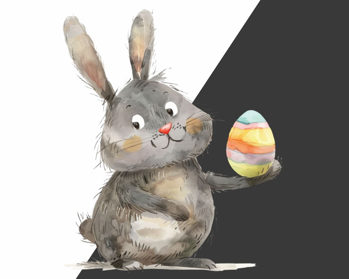 Whimsical Easter Clipart Whimsical Bunny Clipart Watercolor Rabbit ...