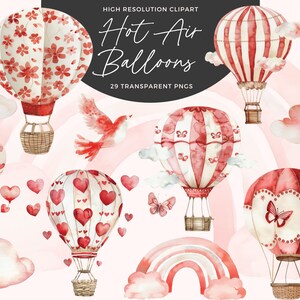 Watercolor Hot Air Balloon Clipart Bundle | Hot Air Balloons Png | Hot ...