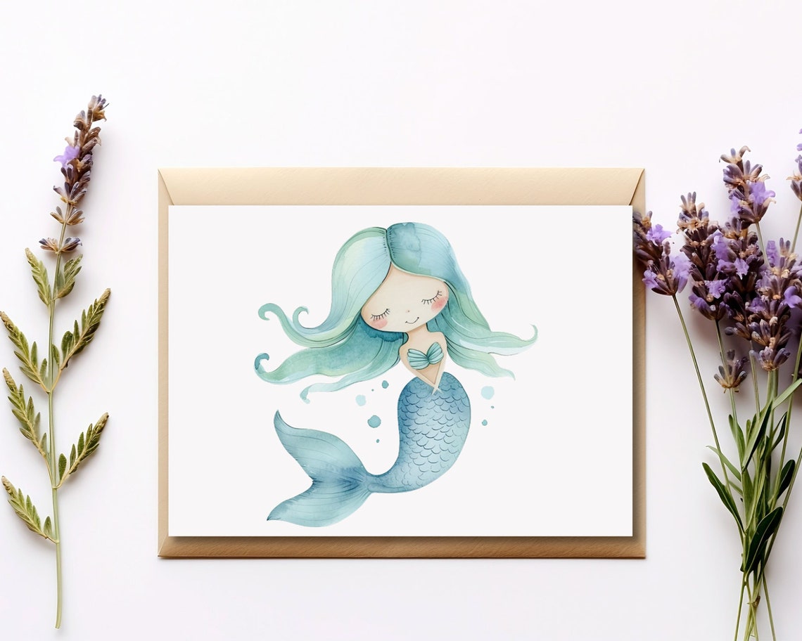 Watercolor Mermaid Clipart Pastel Pastel Mermaid Graphics Cute Mermaid ...