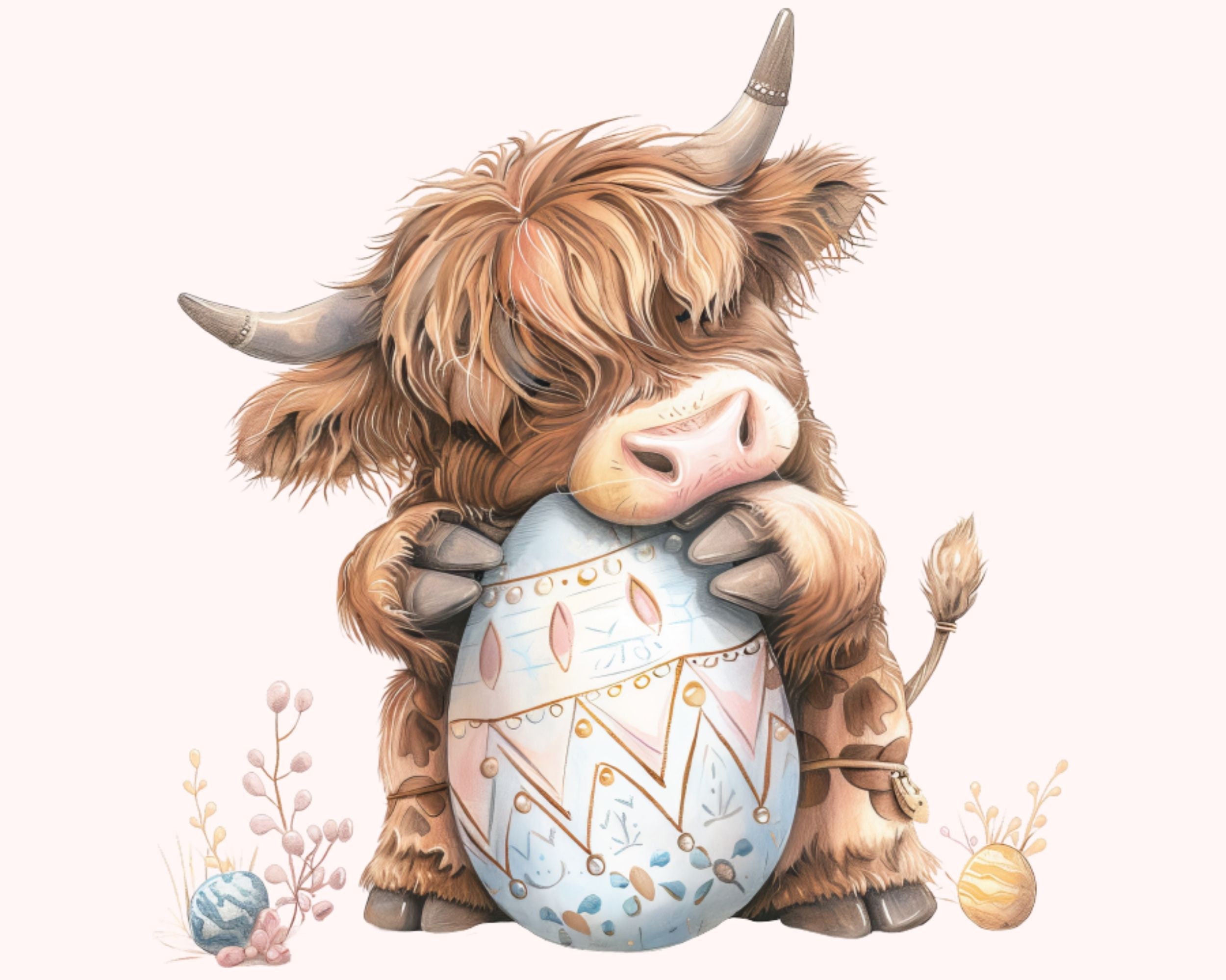 Easter Storybook Highland Cow Clipart Easter Highland Cow Clipart ...