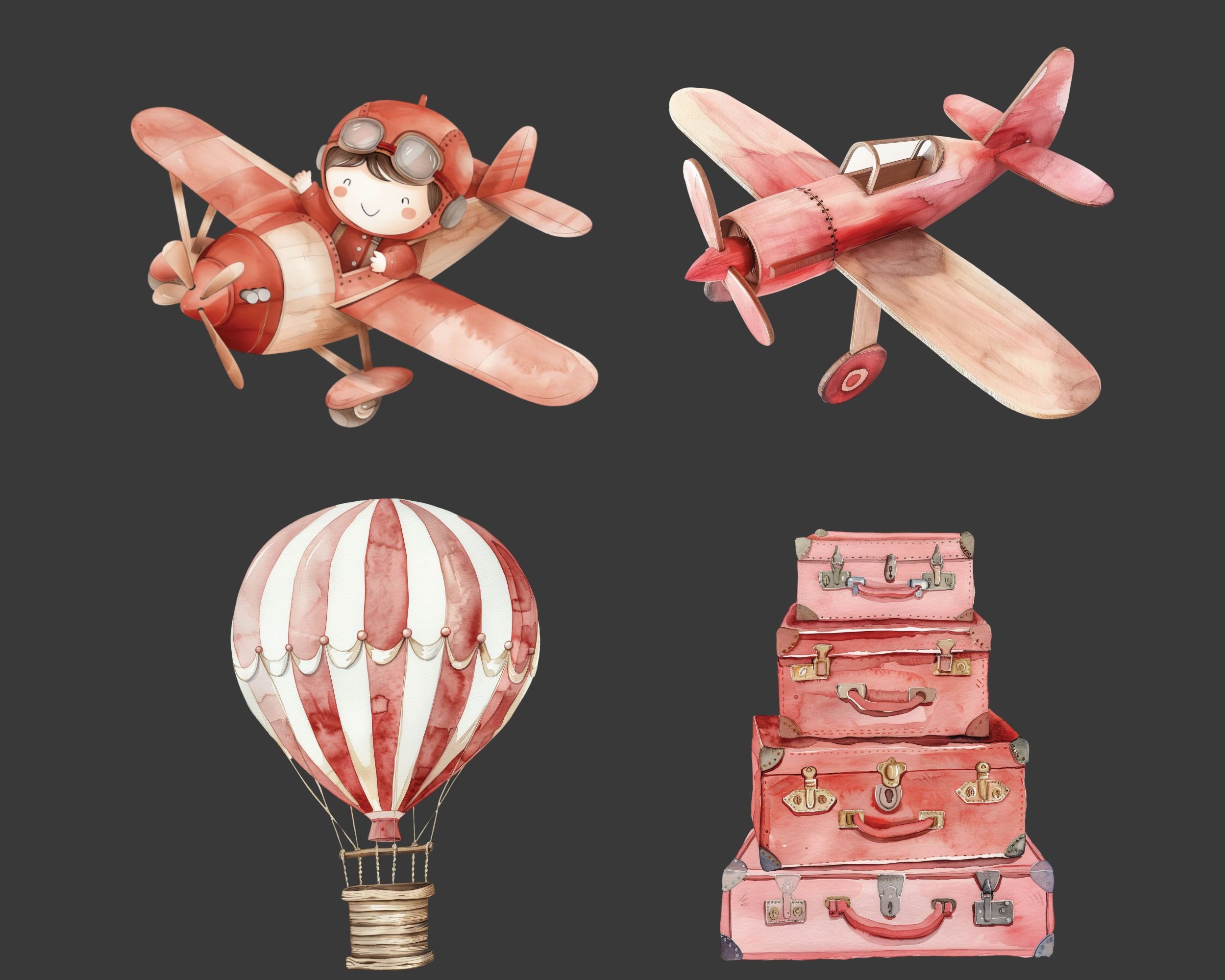 Aeroplane Clipart Hot Air Balloon Baby Shower Clipart First Birthday ...