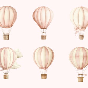 Watercolor Hot Air Balloon Clipart Pink | Pink Hot Air Balloons Png ...