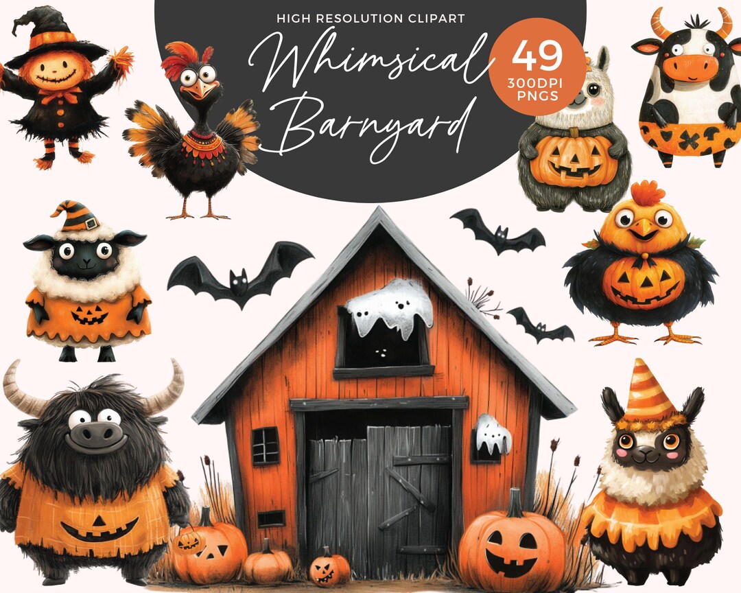 Halloween Quirky Farm Animal Clipart | Quirky Halloween | Funny Farm ...