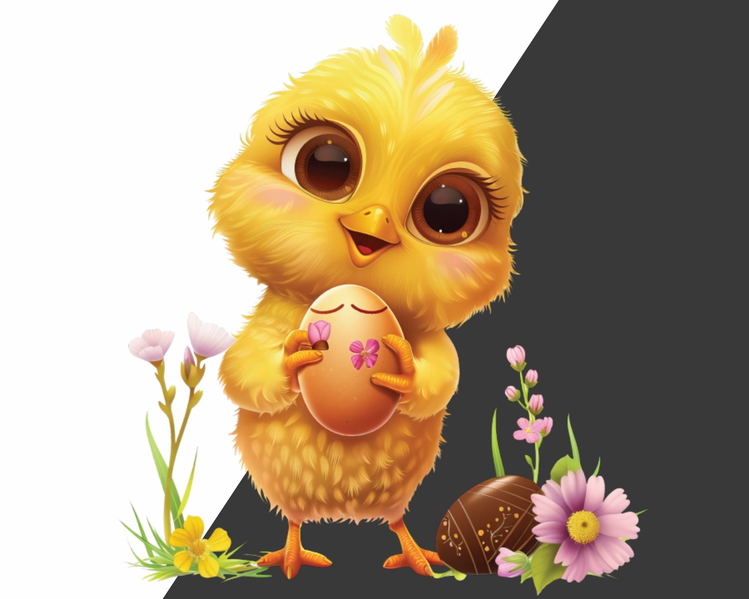 Spring Chick Clipart Easter Chick Clipart Easter Clipart Spring Flowers ...