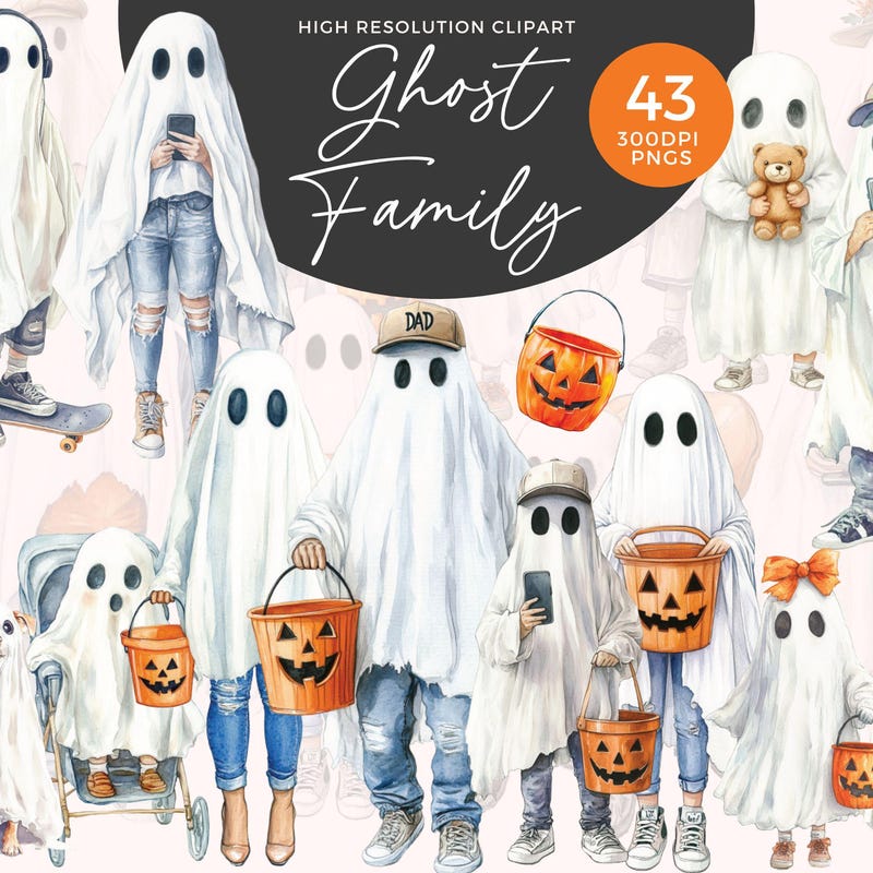 Ghost Clip Art Family - Etsy