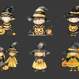 Cute Halloween Clipart | Watercolor Halloween Clipart | Yellow Spooky ...