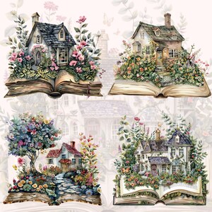 Whimsical Storybook Houses | Fantasy Floral Book Houses | Floral Book ...