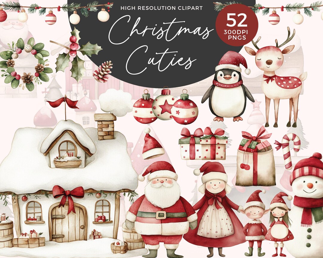 Christmas Cute Santas Village Clipart | Sweet Christmas Clipart Bundle ...