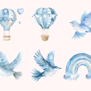 Watercolor Hot Air Balloon Clipart Blue | Blue Hot Air Balloons Png ...