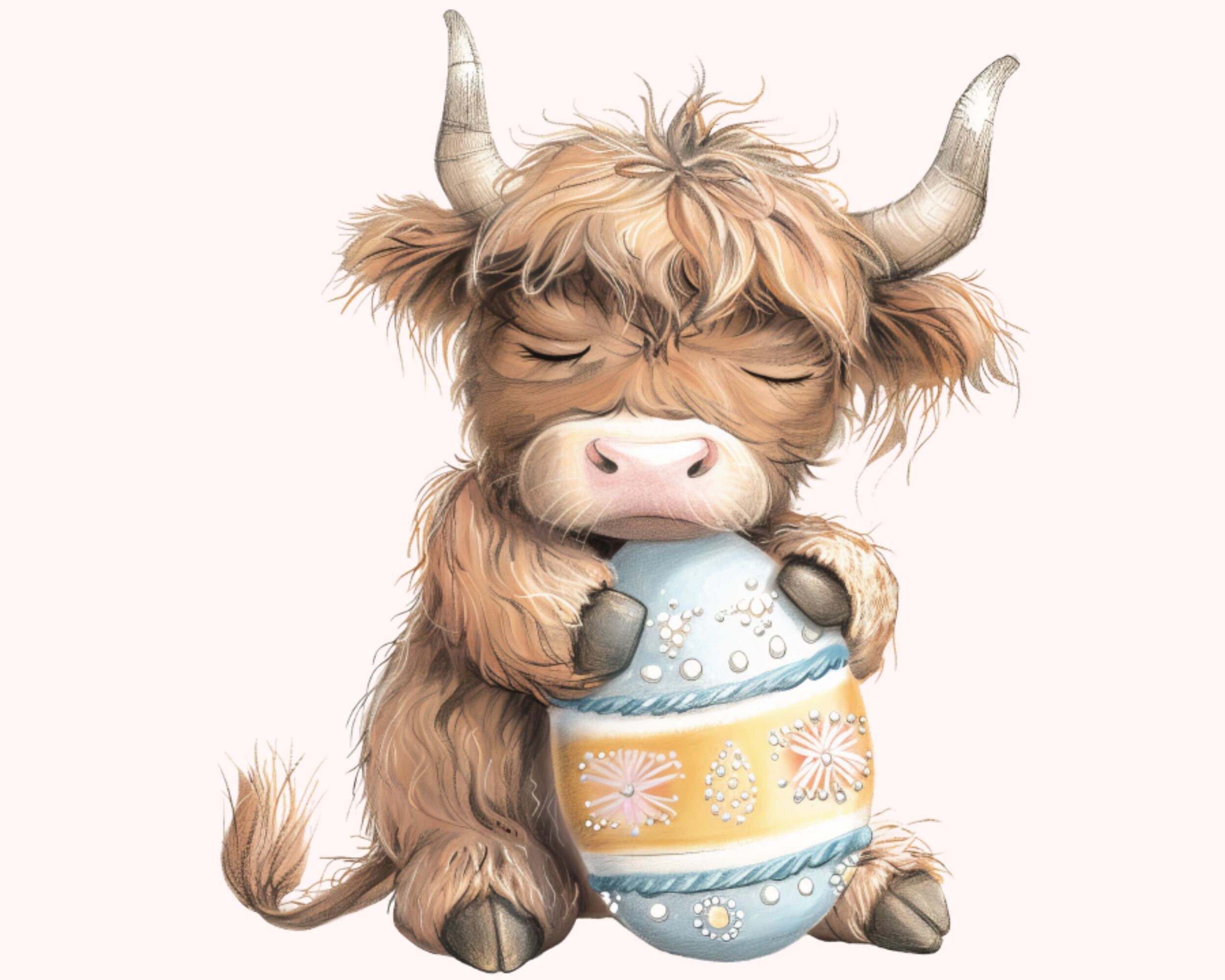 Easter Storybook Highland Cow Clipart Easter Highland Cow Clipart ...