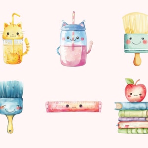 Cute School Supply Clipart | Cute School Supplies Clipart | Kawaii Clip ...