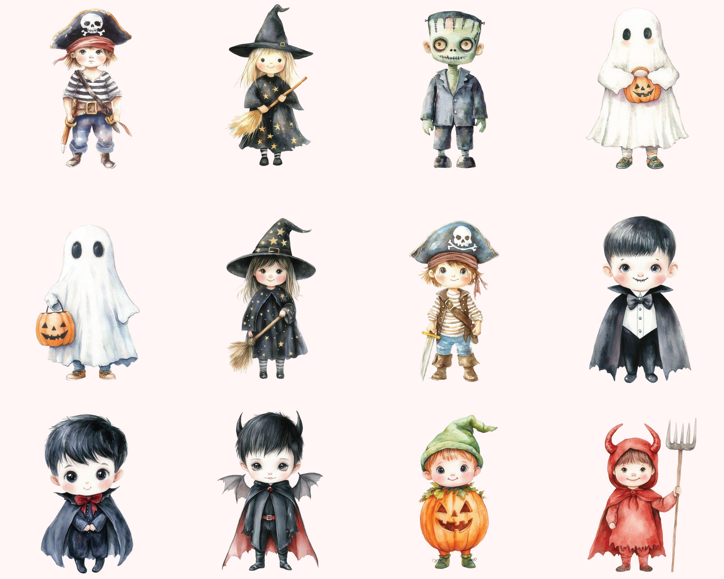 Cute Halloween Clipart | Watercolor Halloween Clipart | Cute Monster Clipart | Kids Halloween ...