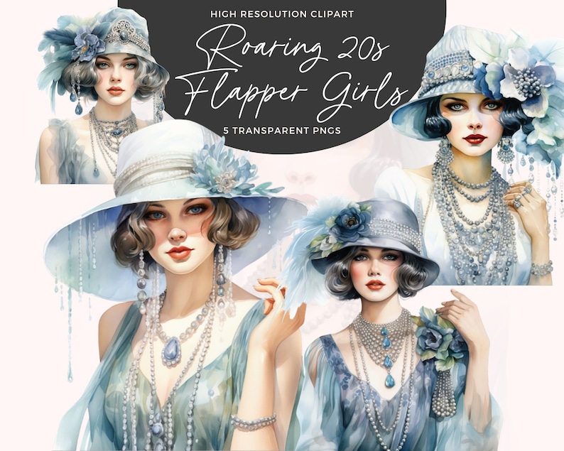 Roaring 20's Clipart Flapper Girls Clipart Great Gatsby Clipart Vintage ...