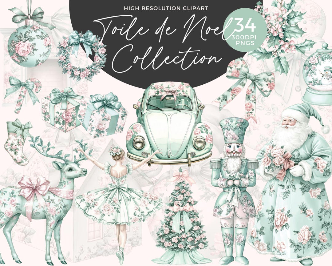Coquette Christmas Clipart | Preppy Xmas | Grandmillenial Christmas PNG ...