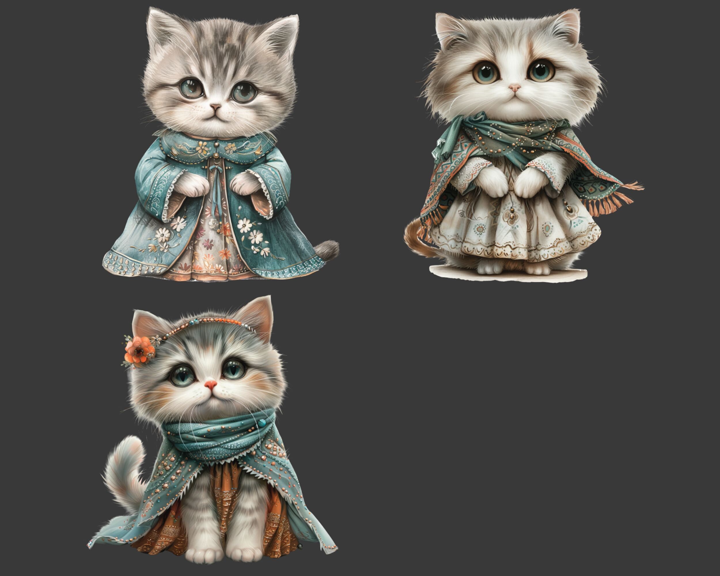 Boho Kitten in A Dress Clipart Cat Dress Clipart Kitten Sublimation ...