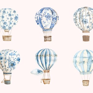 Watercolor Hot Air Balloon Clipart Blue | Blue Hot Air Balloons Png ...
