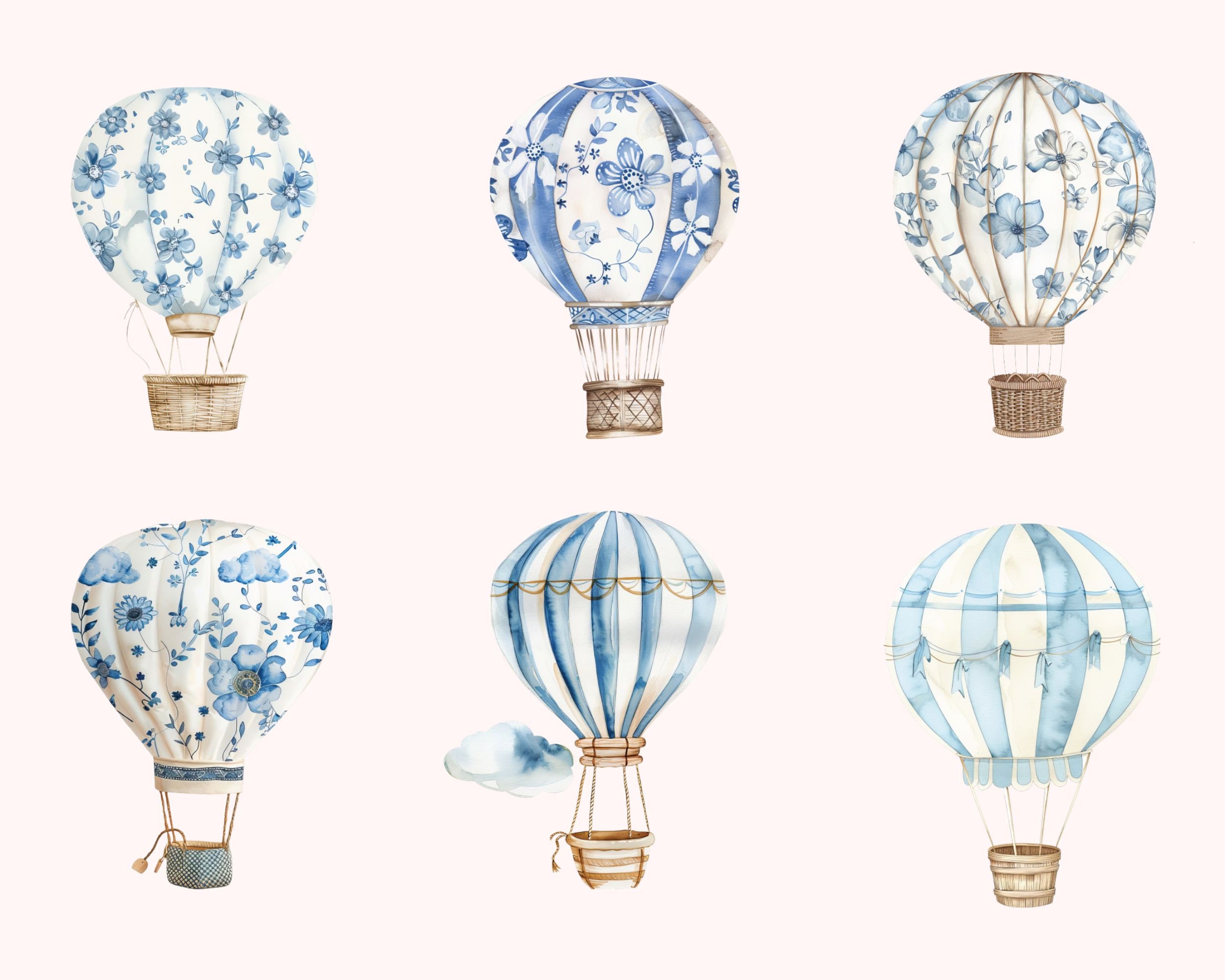 Watercolor Hot Air Balloon Clipart Blue Blue Hot Air Balloons Png Hot ...