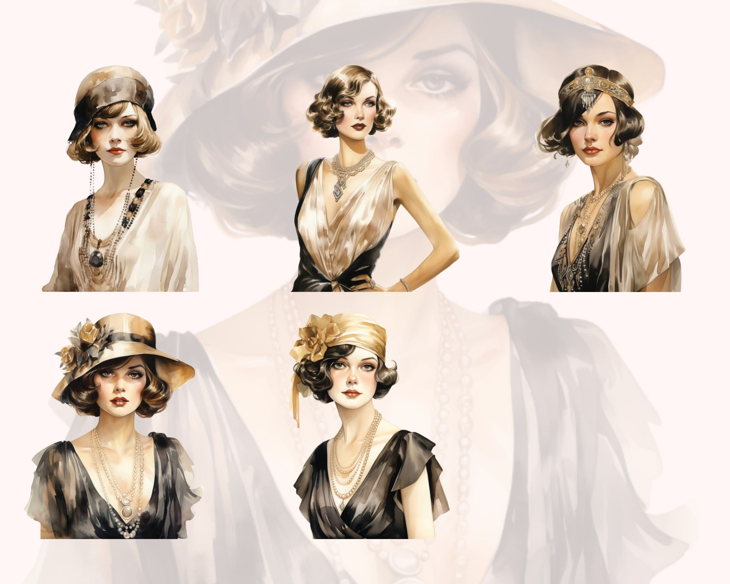Flapper Girls Clipart | Roaring 20s Art Deco PNG Images (commercial Use ...