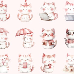 Kawaii Cats Clipart Bundle | Cute Cat Clipart | Cute Kitten Clipart ...