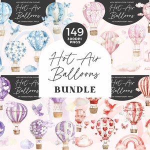 Watercolor Hot Air Balloon Clipart Pink | Pink Hot Air Balloons Png ...