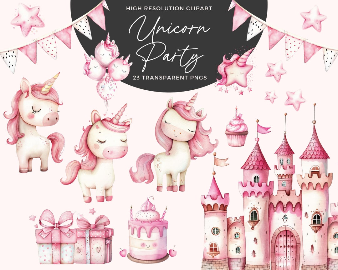 Unicorn Party Clipart | Cute Unicorn Clipart | Kawaii Unicorn Lover ...