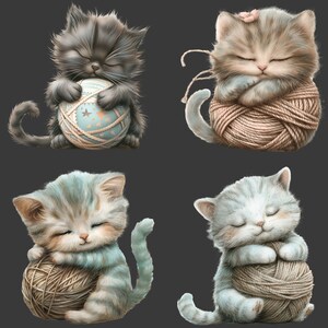 Cute Kitten and Yarn Clipart Bundle | Watercolor Kitten Clipart ...