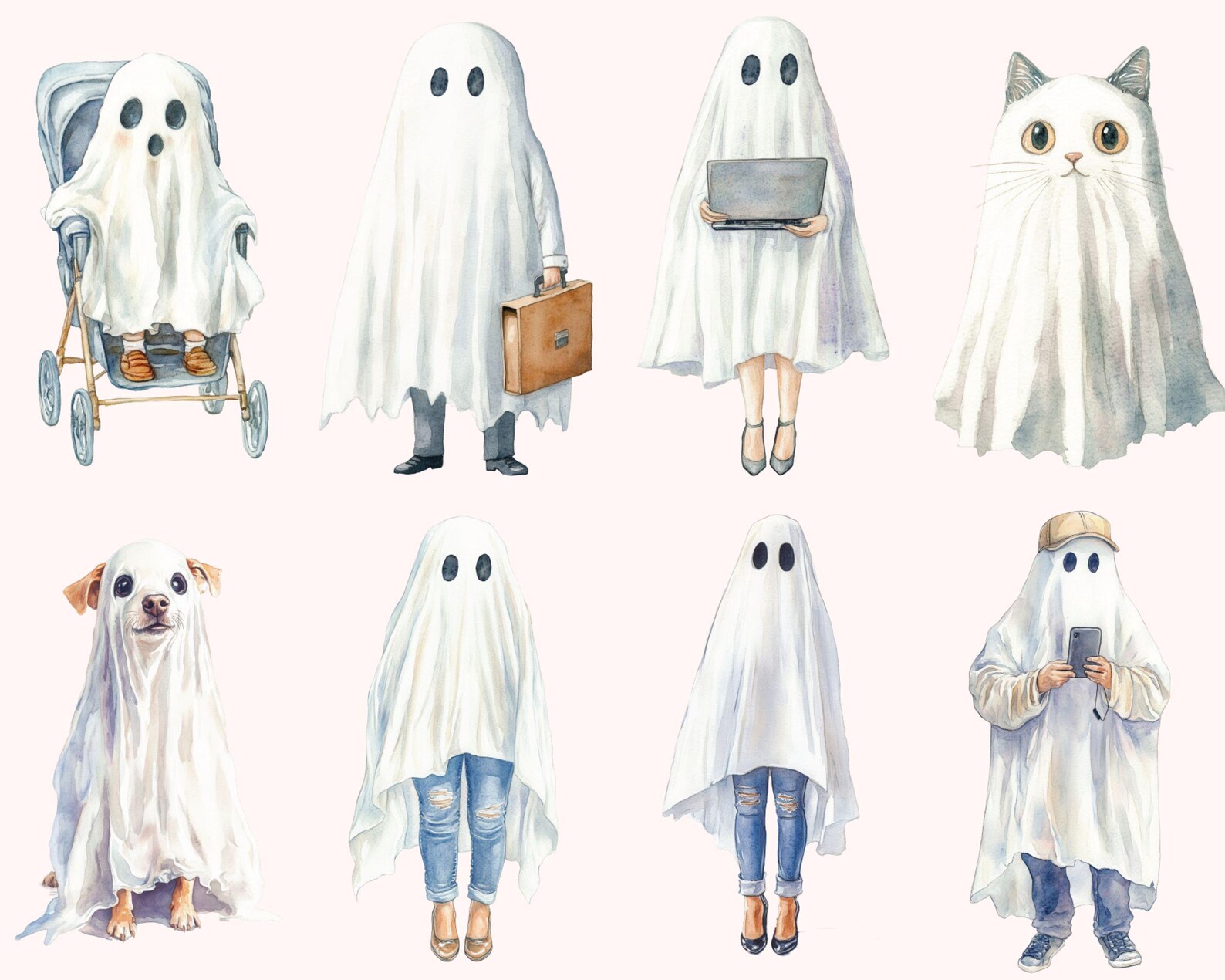 Halloween Ghost Family Clipart | Family Halloween PNG | Halloween ...