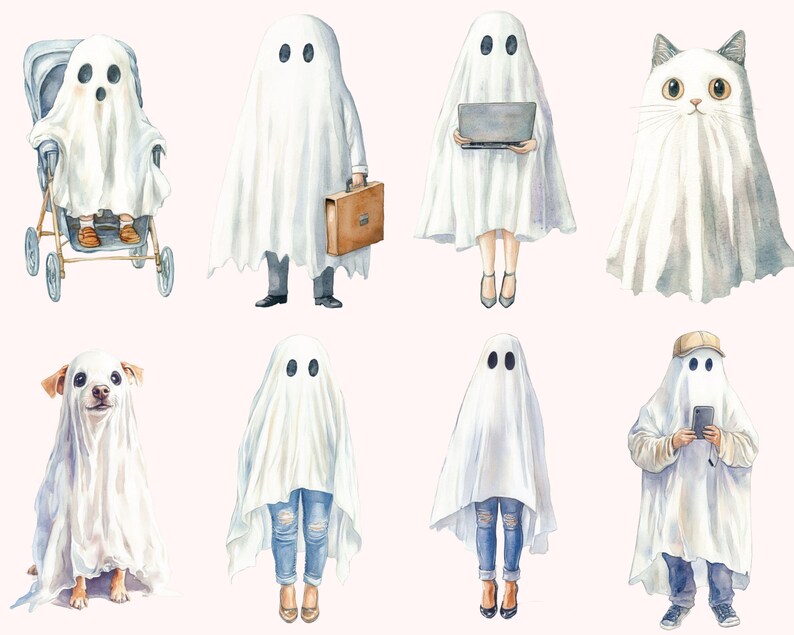 Halloween Ghost Family Clipart | Family Halloween PNG | Halloween ...