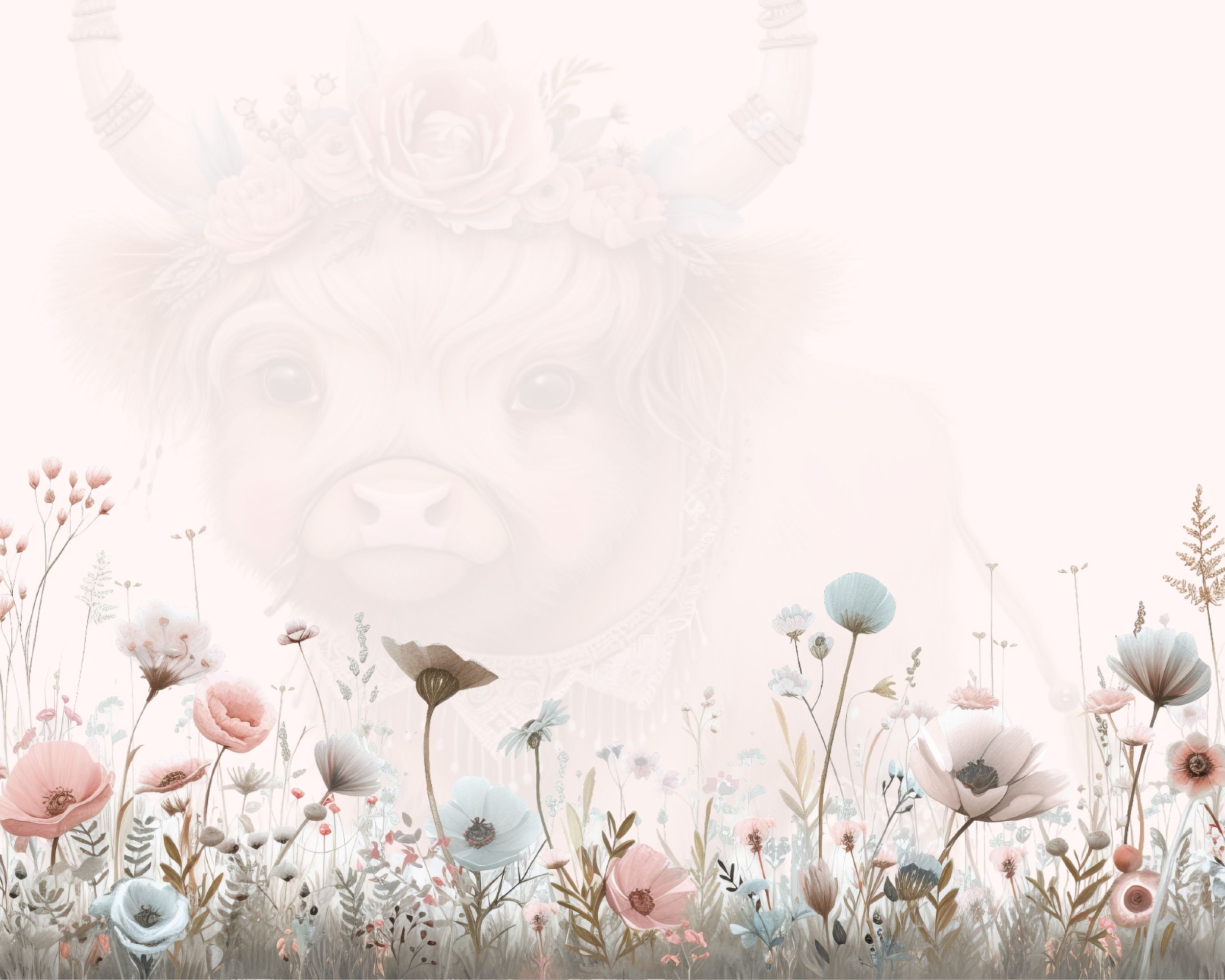 Boho Highland Cow Clipart | Floral PNG Images (digital Download) - Etsy