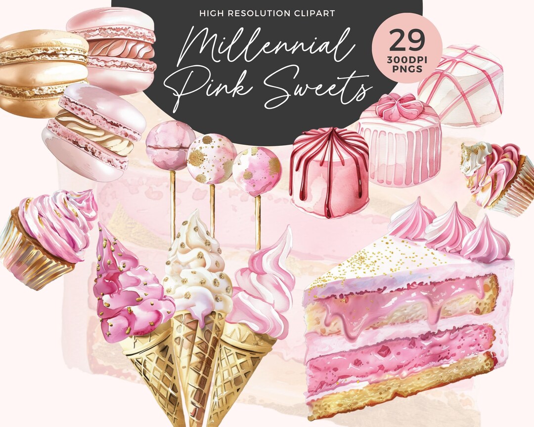 Millennial Pink Sweets Clipart | Candy Land Clipart | Candy and Sweets ...