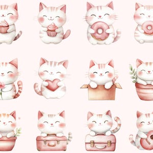 Kawaii Cats Clipart Bundle | Cute Cat Clipart | Cute Kitten Clipart ...