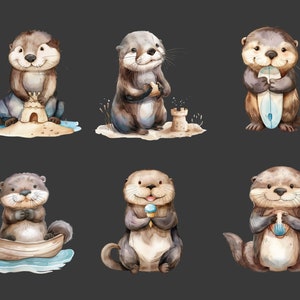 Sea Otter Clipart | Sea Otter Png | Cute Otter Illustration | Sea ...