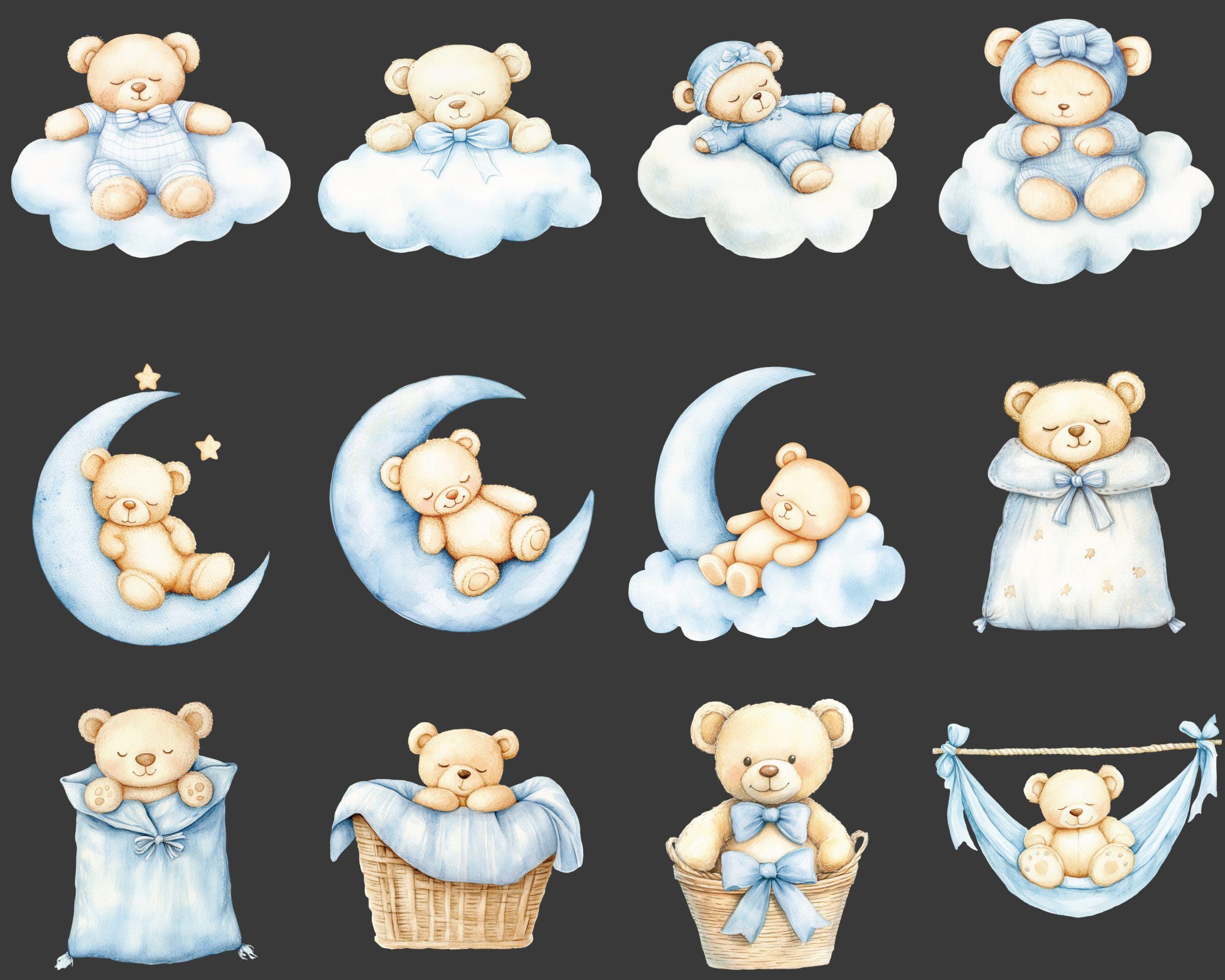 Blue Teddy Bear Clipart | Sleepy Teddy Bears | Bear PNG | Cute ...