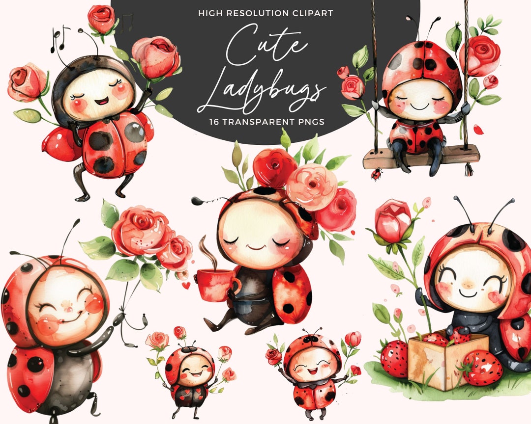 Ladybug Clipart PNG | Watercolor Cute Ladybug Clipart | Spring Summer ...