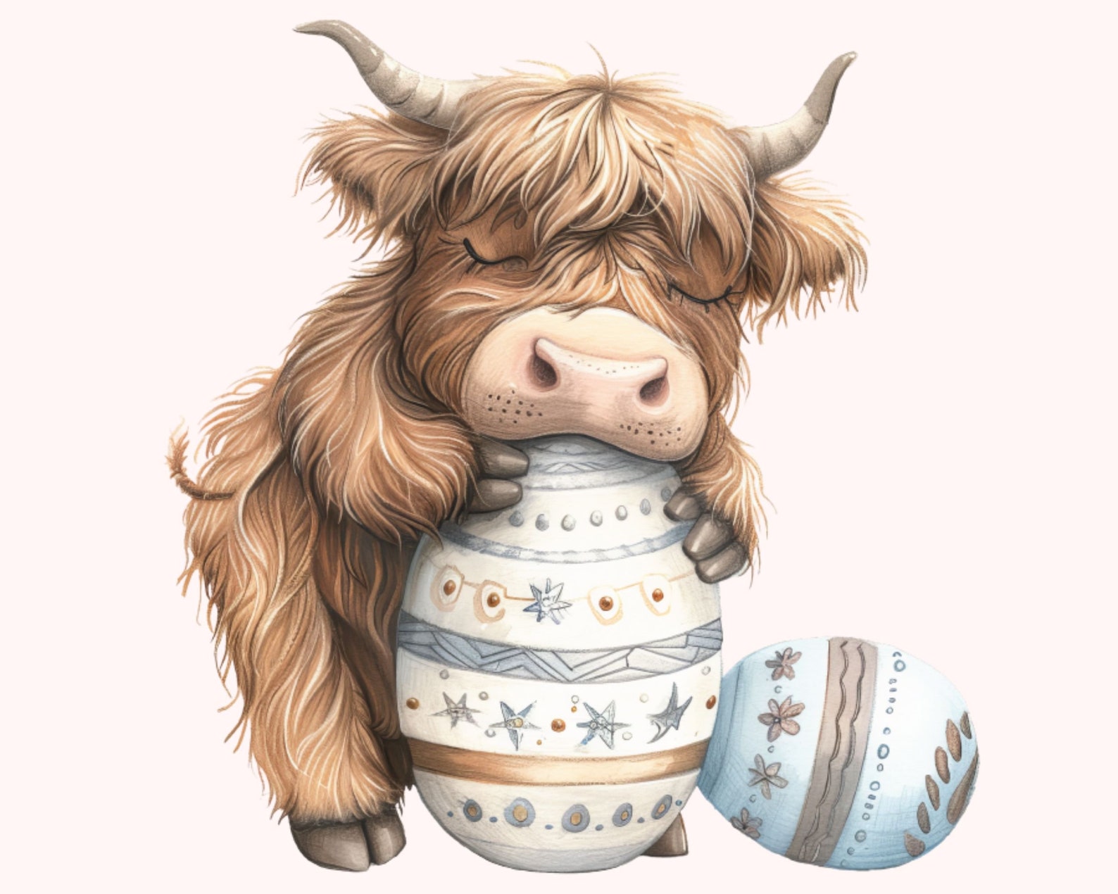 Easter Storybook Highland Cow Clipart Easter Highland Cow Clipart ...