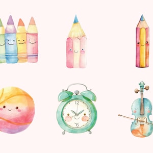 Cute School Supply Clipart | Cute School Supplies Clipart | Kawaii Clip ...