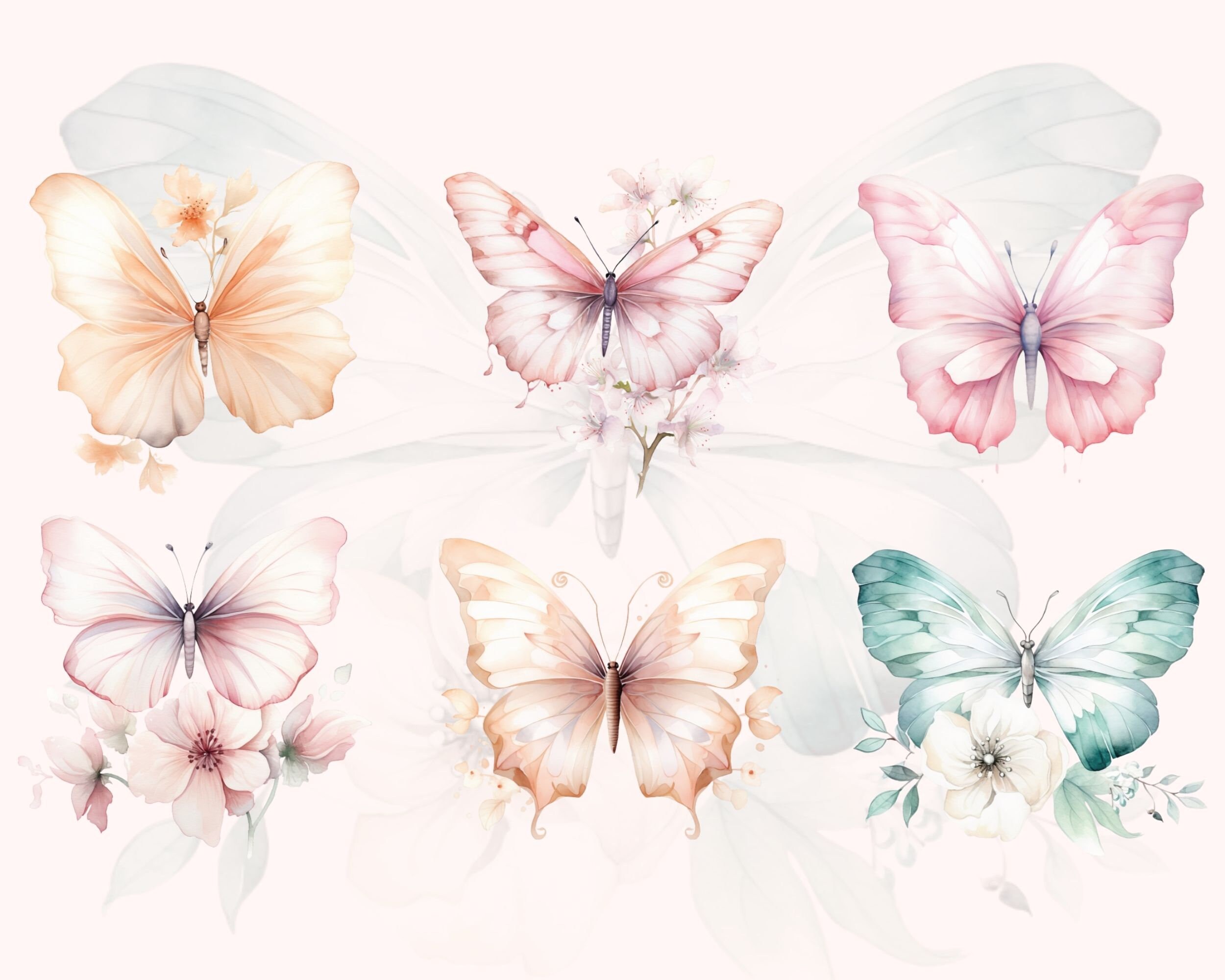 Butterflies Clipart Bundle Butterfly PNG Watercolor Butterflies Spring ...