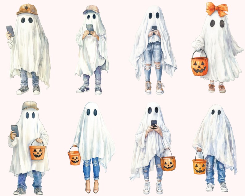 Halloween Ghost Family Clipart | Family Halloween PNG | Halloween ...