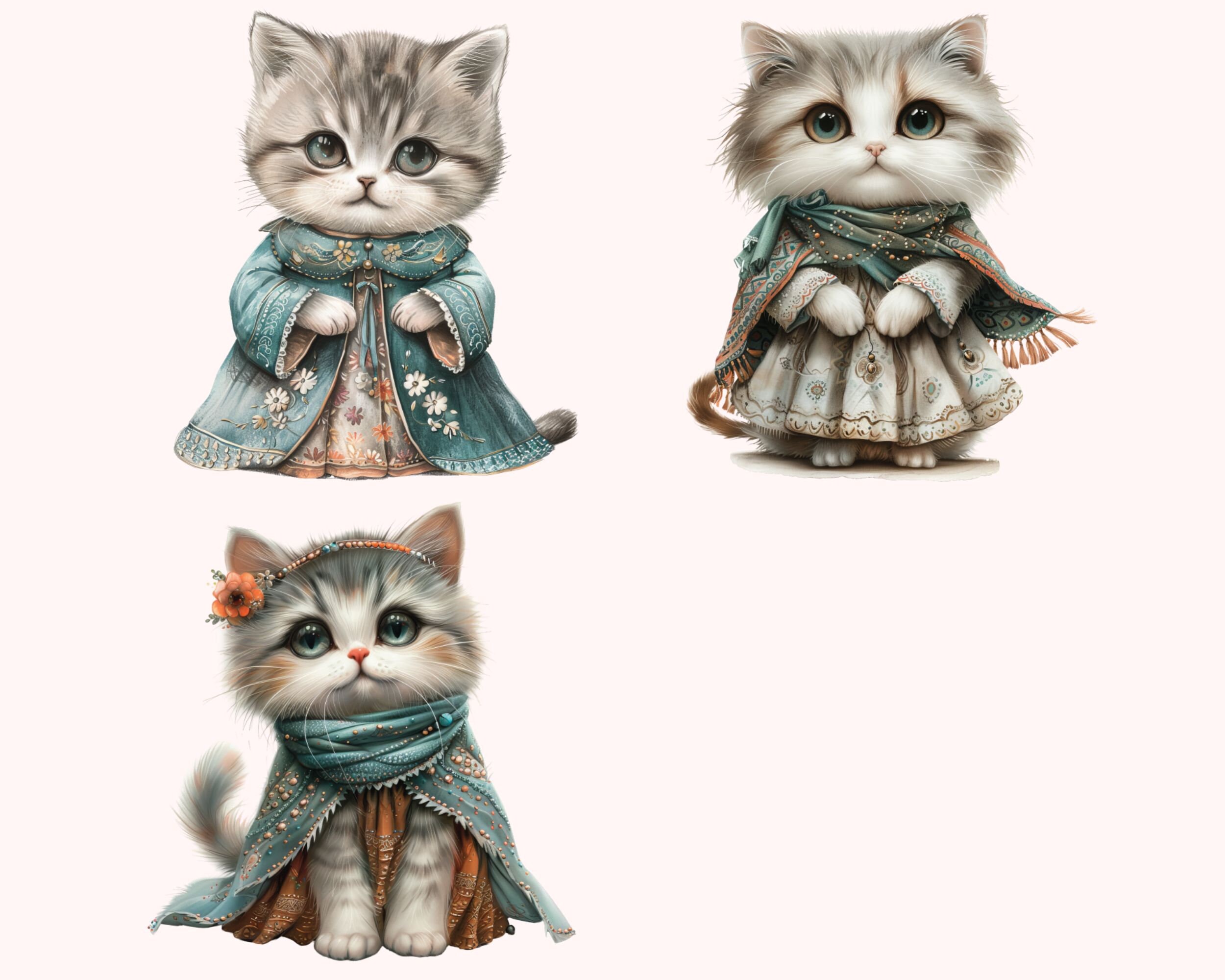 Boho Kitten in A Dress Clipart Cat Dress Clipart Kitten Sublimation ...