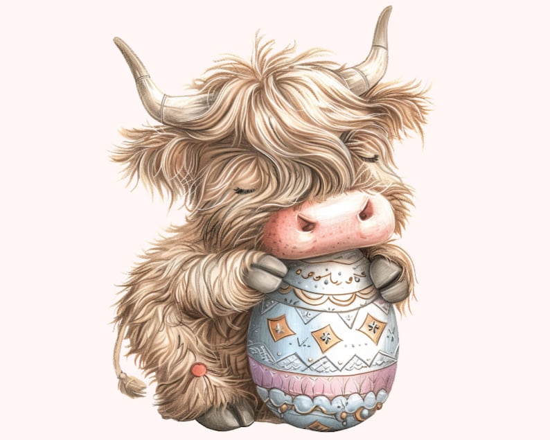 Easter Storybook Highland Cow Clipart Easter Highland Cow Clipart ...