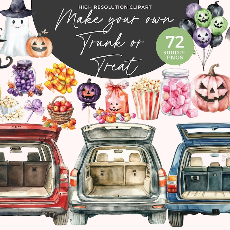 Trunk or Treat Clipart - Etsy