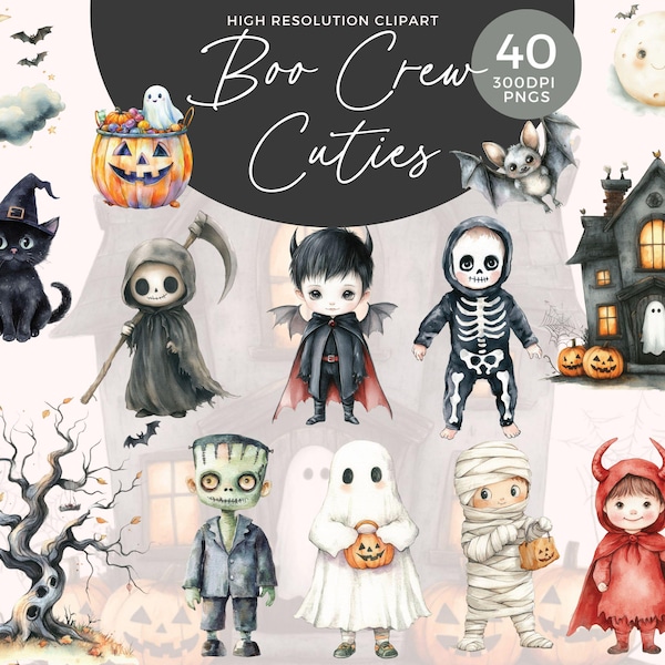 Cute Halloween Watercolor Clipart Bundle, Witch Clipart, Black Cat ...