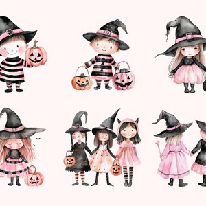 Cute Halloween Clipart | Watercolor Halloween Clipart | Pink Spooky ...